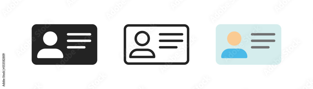 ID card outline icon. Driver license. User identify. Profile concept ...