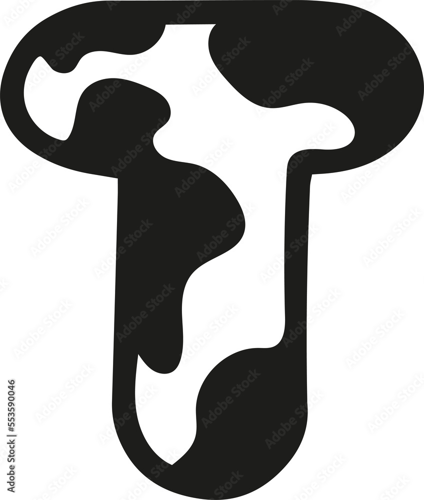 Cow style alphabet with black spots, letter T Stock Illustration ...