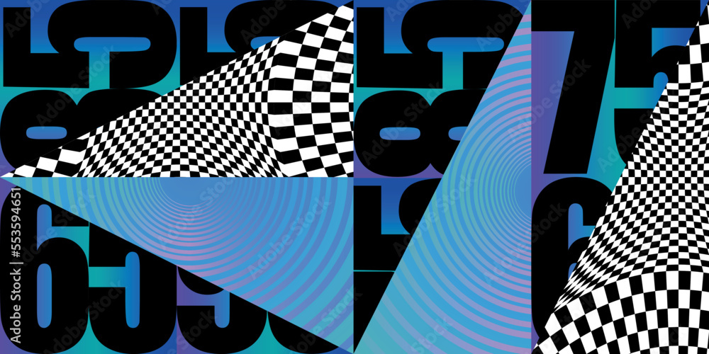 postmodernism background with numbers, gradients elements Stock Vector ...