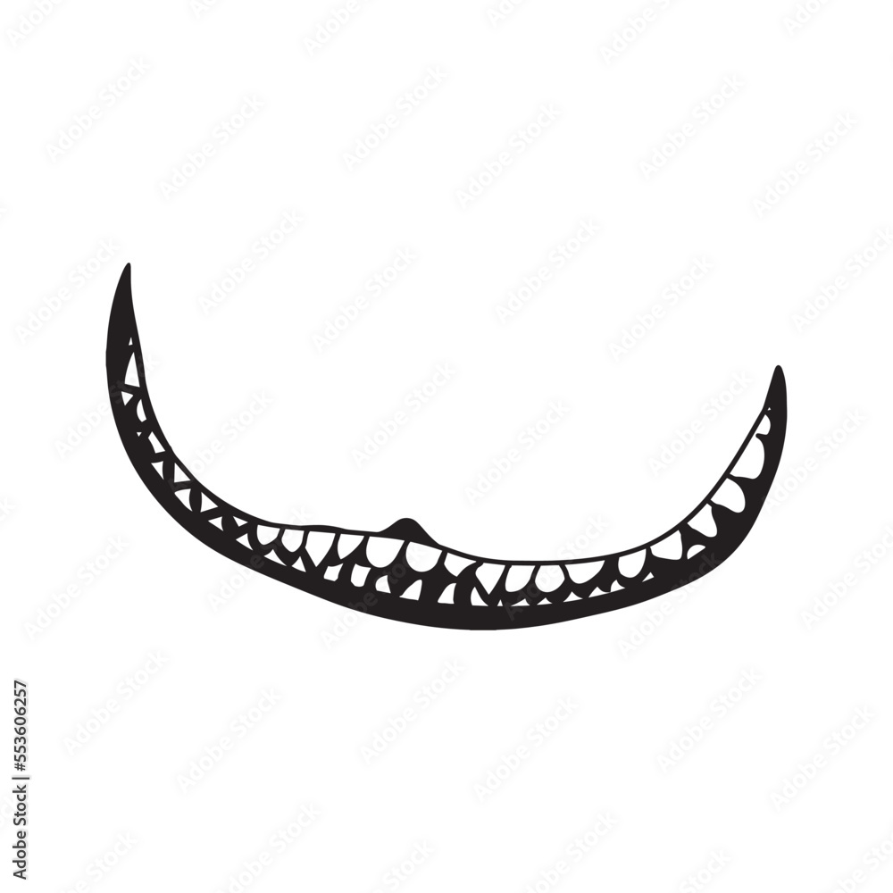 Cheshire cat smile, grin with teeth black silhouette. Vector drawing on ...