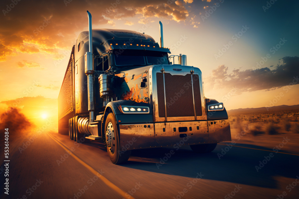 peterbilt truck driving on the road, transportation business, truck ...