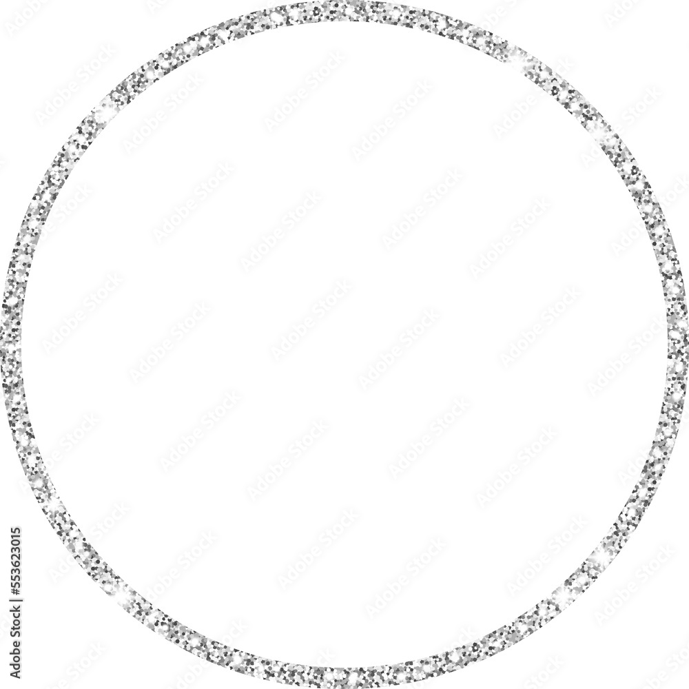 silver glitter round circle frame isolated on transparent background illustration, png, clip art ...