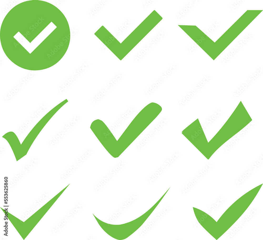 Green checkmark icon set. confirm sign Stock Vector | Adobe Stock