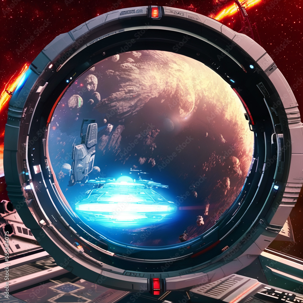 Sci-fi portal, made with AI, artificial intelligence Stock Illustration ...