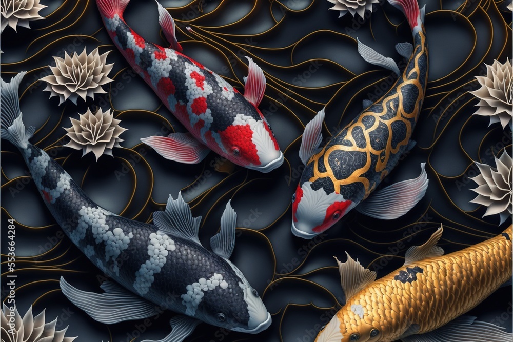 Koi Fish pattern design Stock Illustration | Adobe Stock