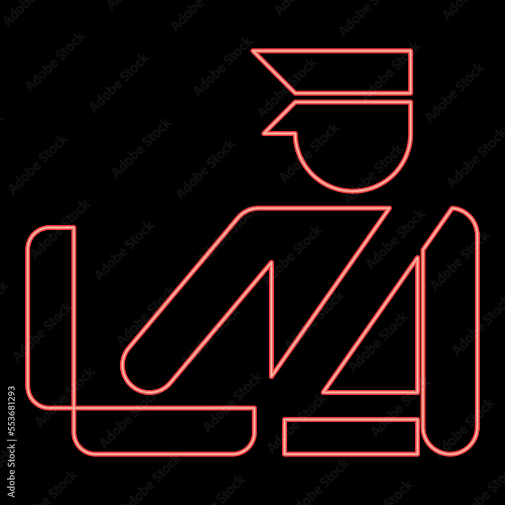 Neon border control concept Customs officer check baggage Detailed ...