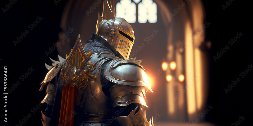 Medieval holy knight, armor, digital illustration, generated by AI ...