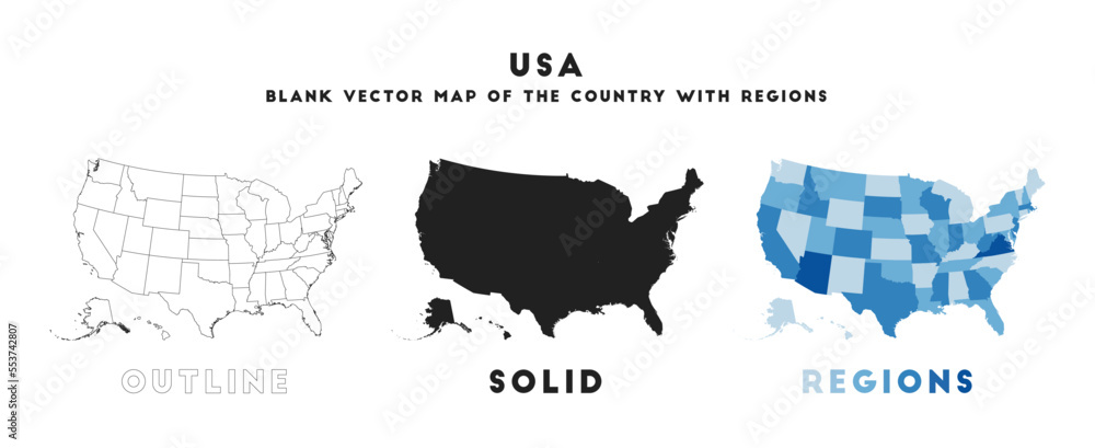 USA map. Borders of USA for your infographic. Vector country shape ...