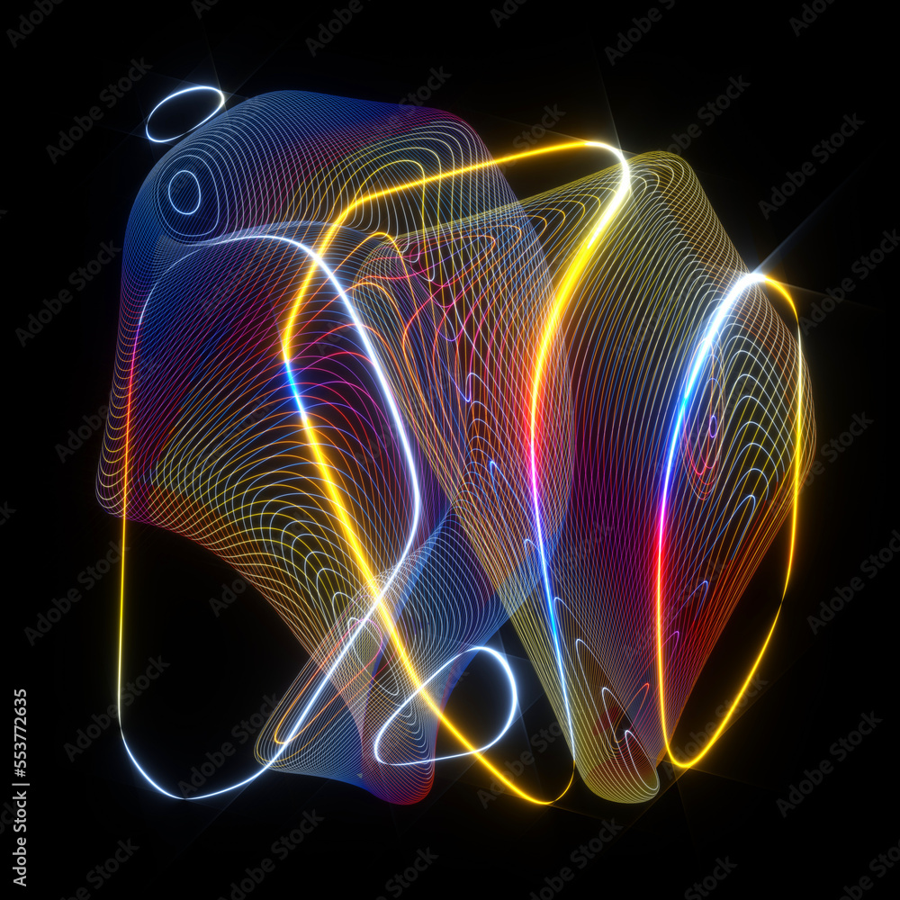 3d render abstract art with surreal plasma cube deformation process ...