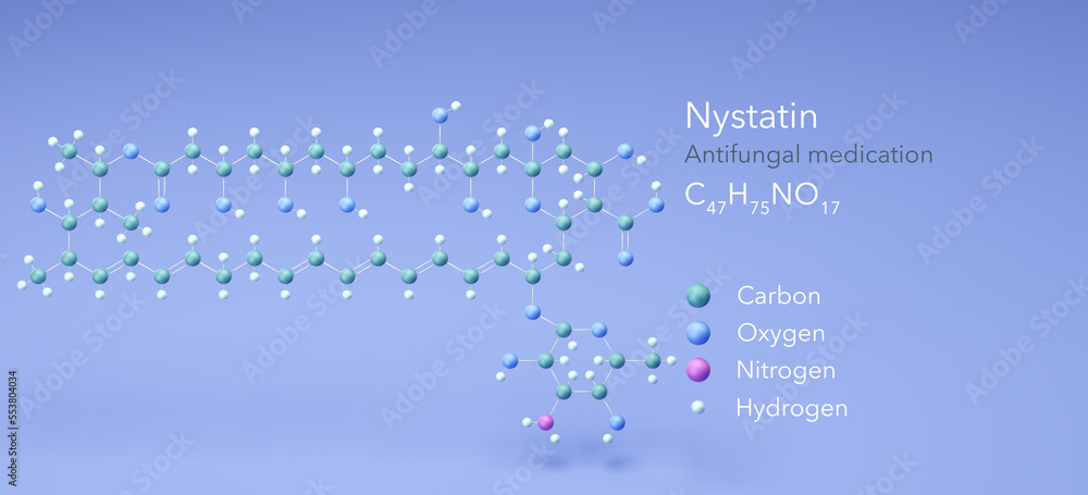 nystatin molecular structures, Antifungal medication 3d model ...