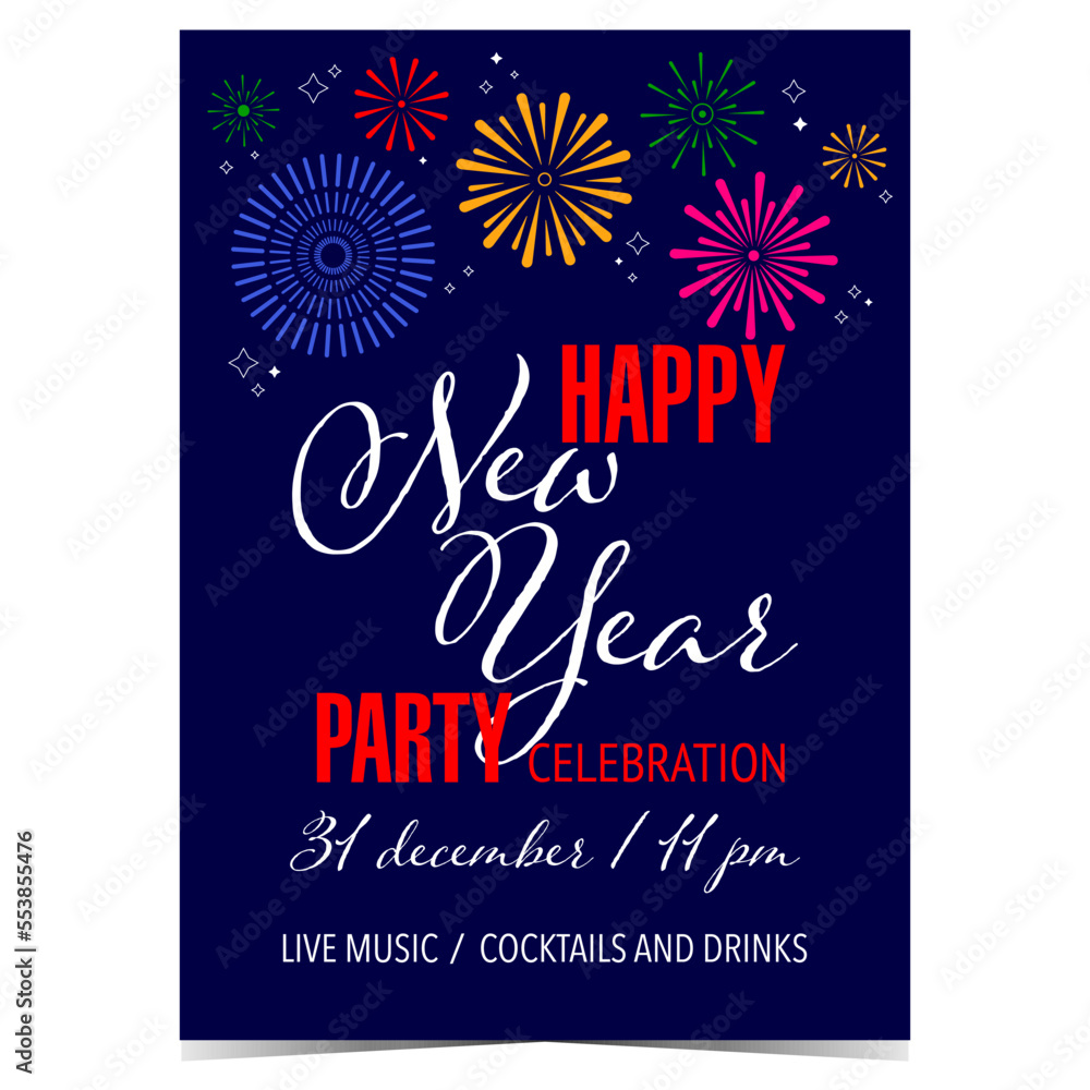 New Year celebration party invitation card, banner or poster. Design ...