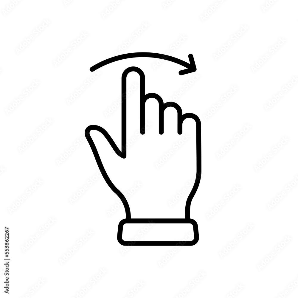 Hand Finger Swipe and Drag Right Line Icon. Pinch Screen, Rotate on ...