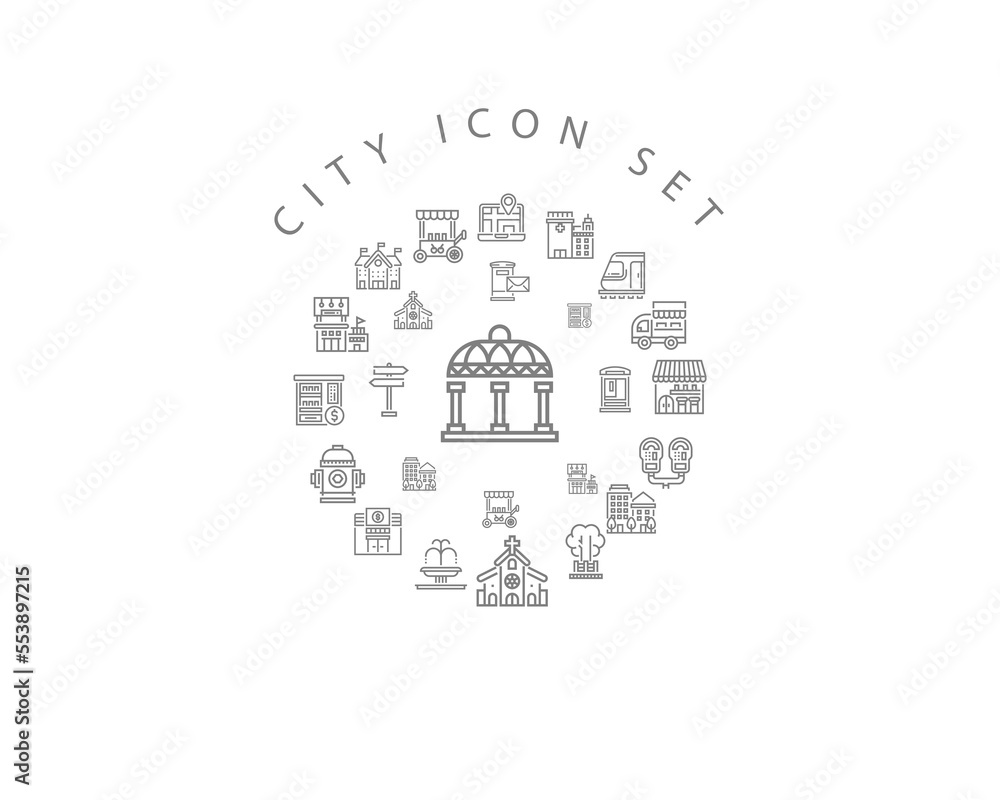 Vector city icon set Stock Vector | Adobe Stock