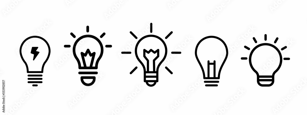 Light bulb icon set. Stock vector. Stock Vector | Adobe Stock