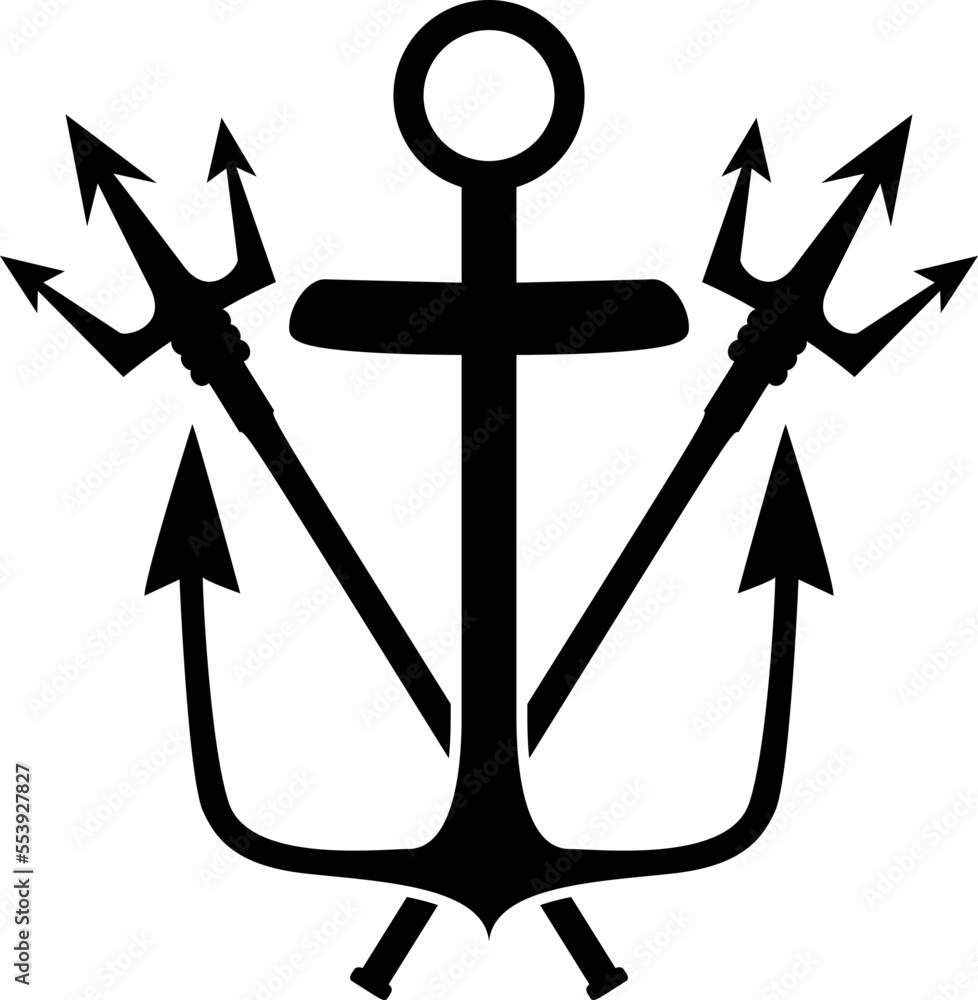 Illustration of sea anchor with crossed tridents. Design element for ...