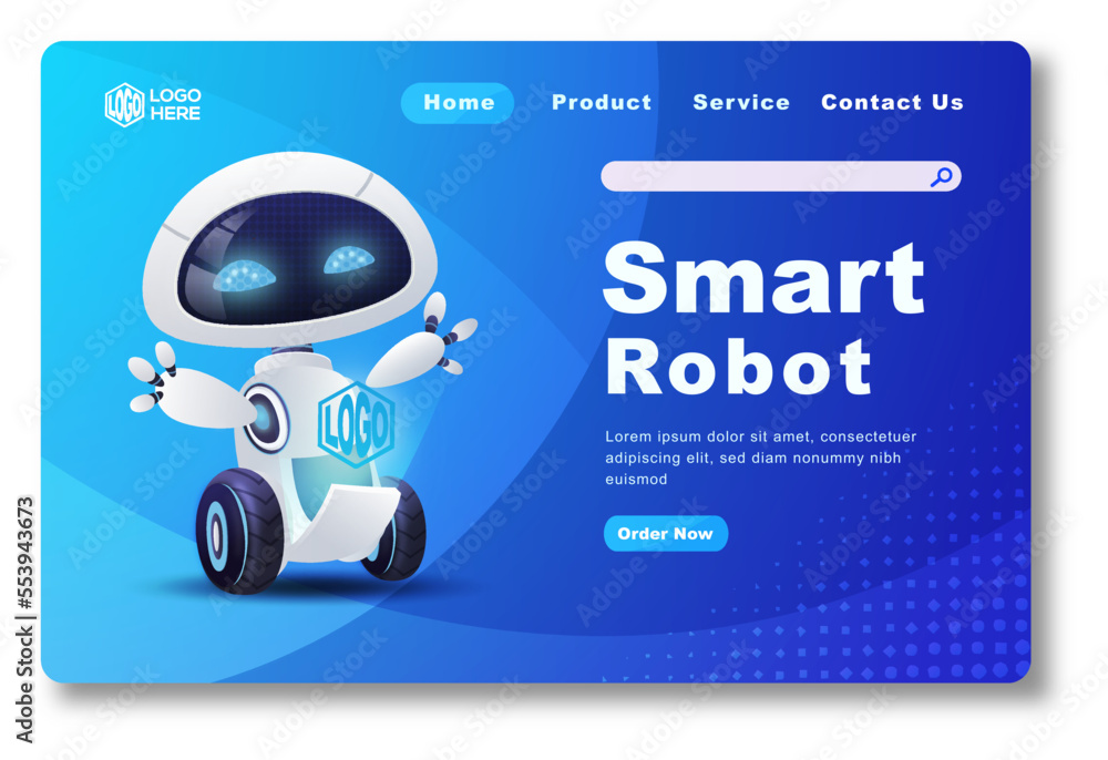 landing page smart robot vector template Stock Vector | Adobe Stock