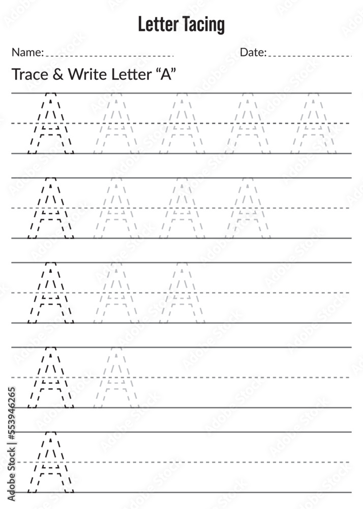 Стоковое векторное изображение «Alphabet letter tracing worksheet ...
