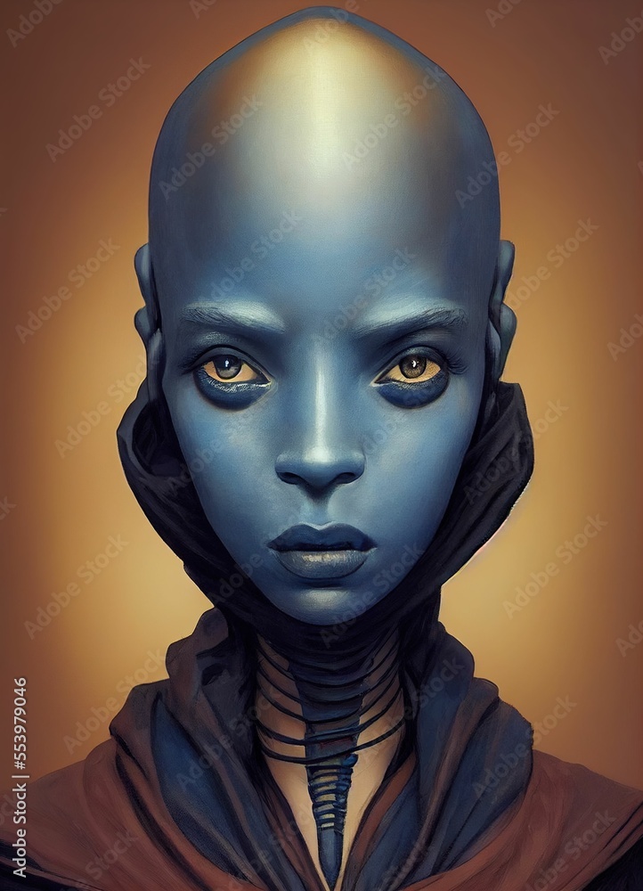 Blue alien invader. The concept of an alien from another planet ,not a ...