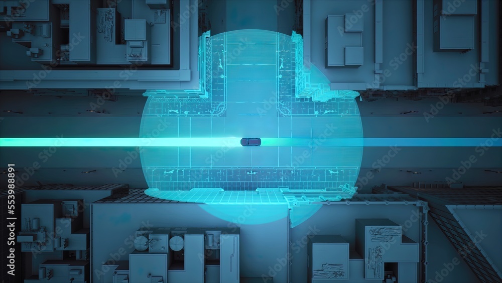 Ilustração Aerial of Ai Controlled Autonomous Vehicle Self Driving ...