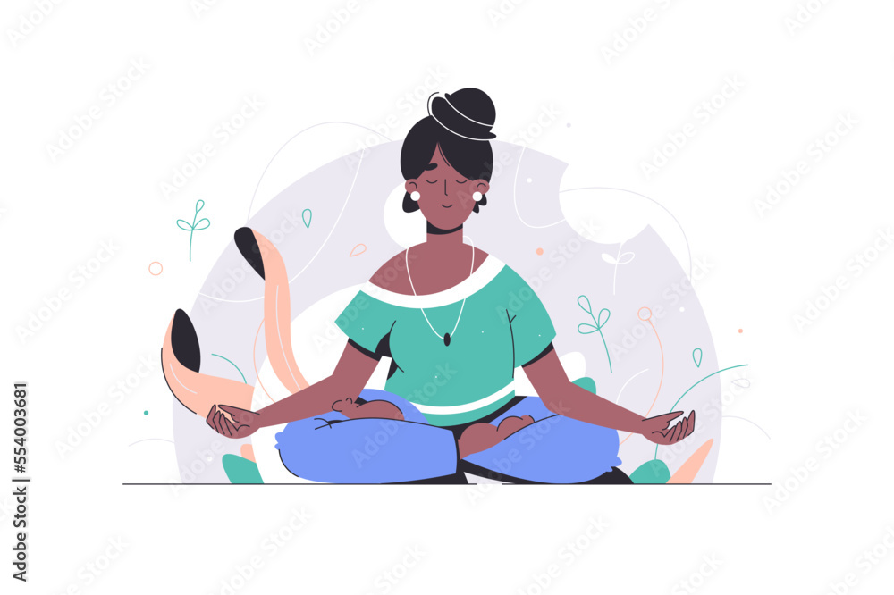 Meditation practice. Vector yoga health benefits of the body, mind and ...