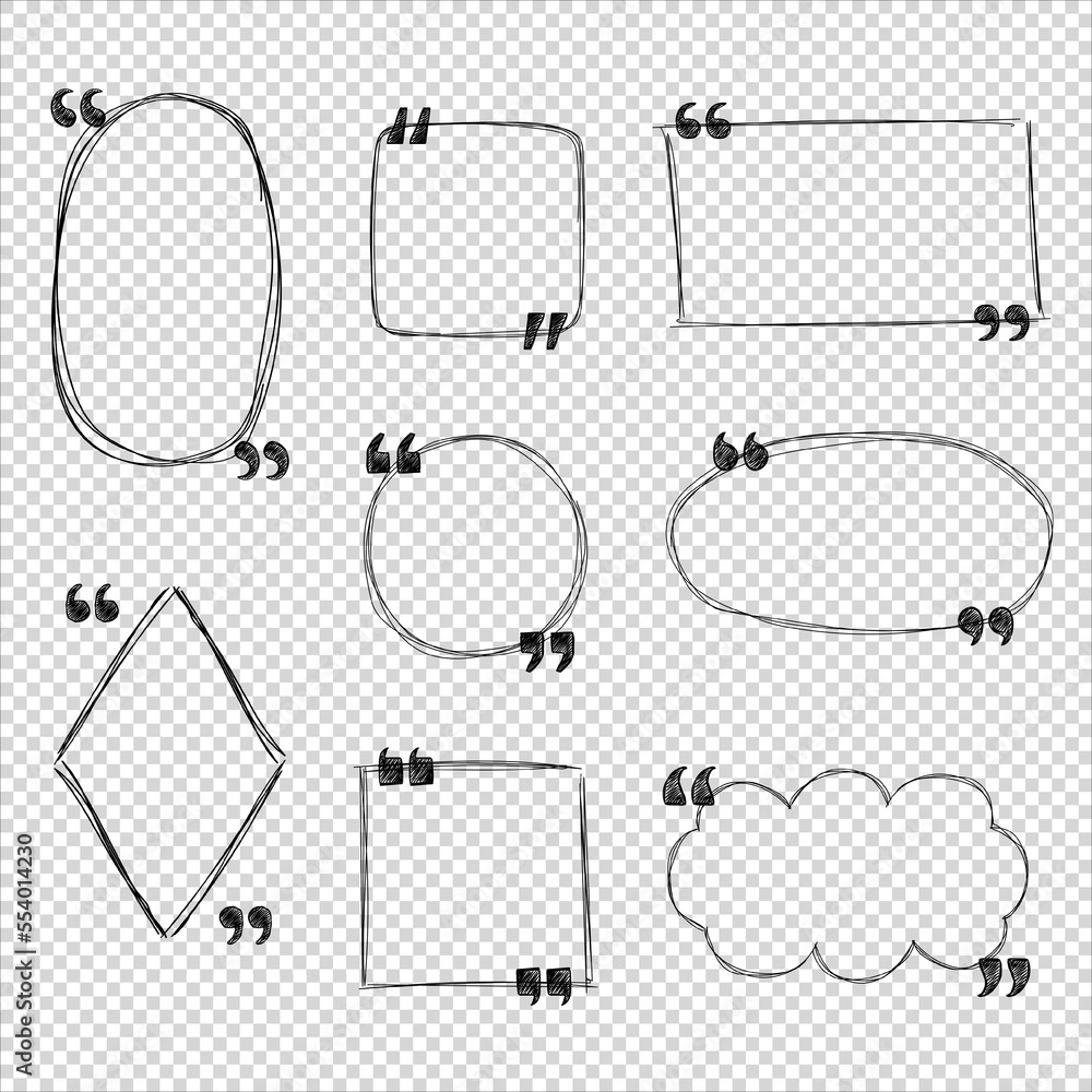 Set of hand drawn quote frames with scribble borders and empty space ...