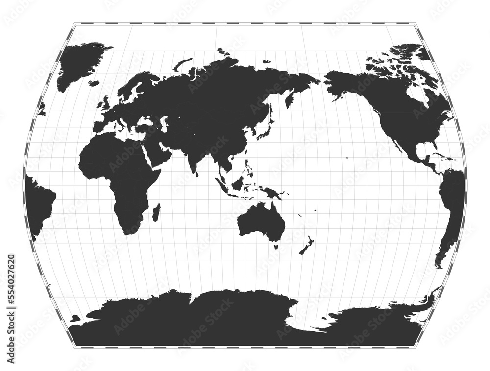 Vector world map in John Muir's Times projection. A geographical map ...