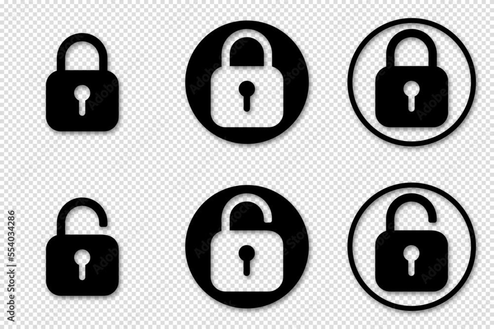 Set of lock icons, lock icon. Safety symbols. Vector illustration ...