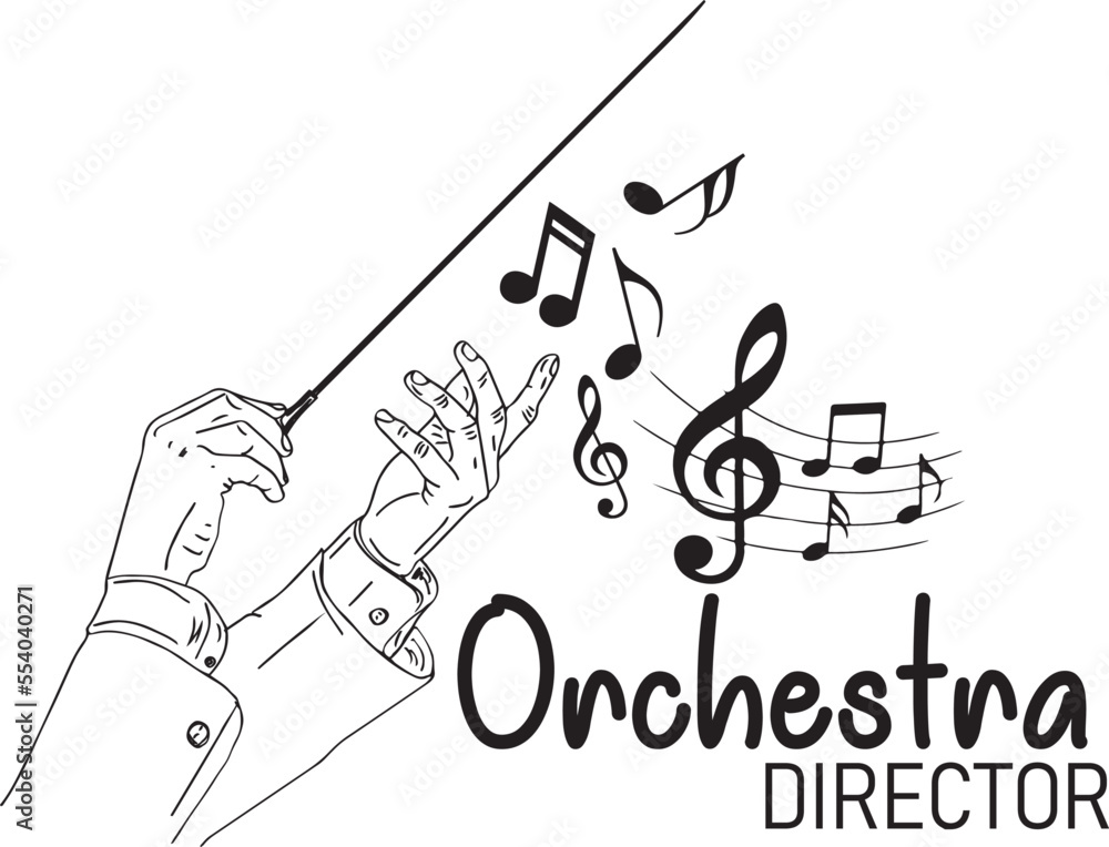 Music orchestra conductor logo, Conductor hands with baton, Musical ...