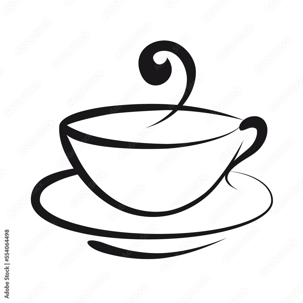 Teacup, tea line art illustration over a transparent background, PNG ...