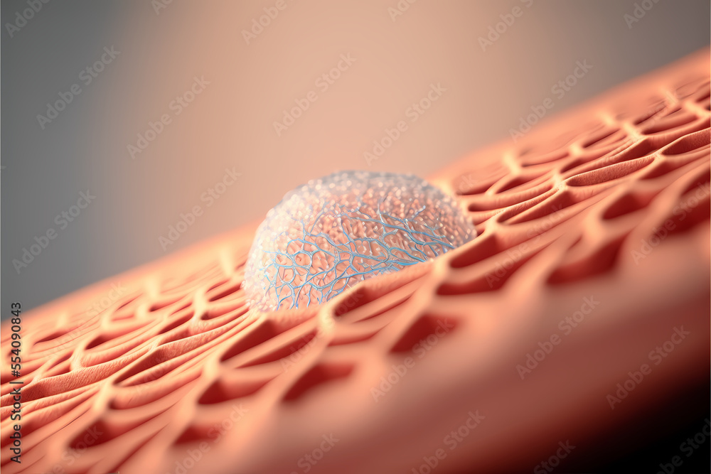 3d close up concept illustration of a human skin rash disease, white ...