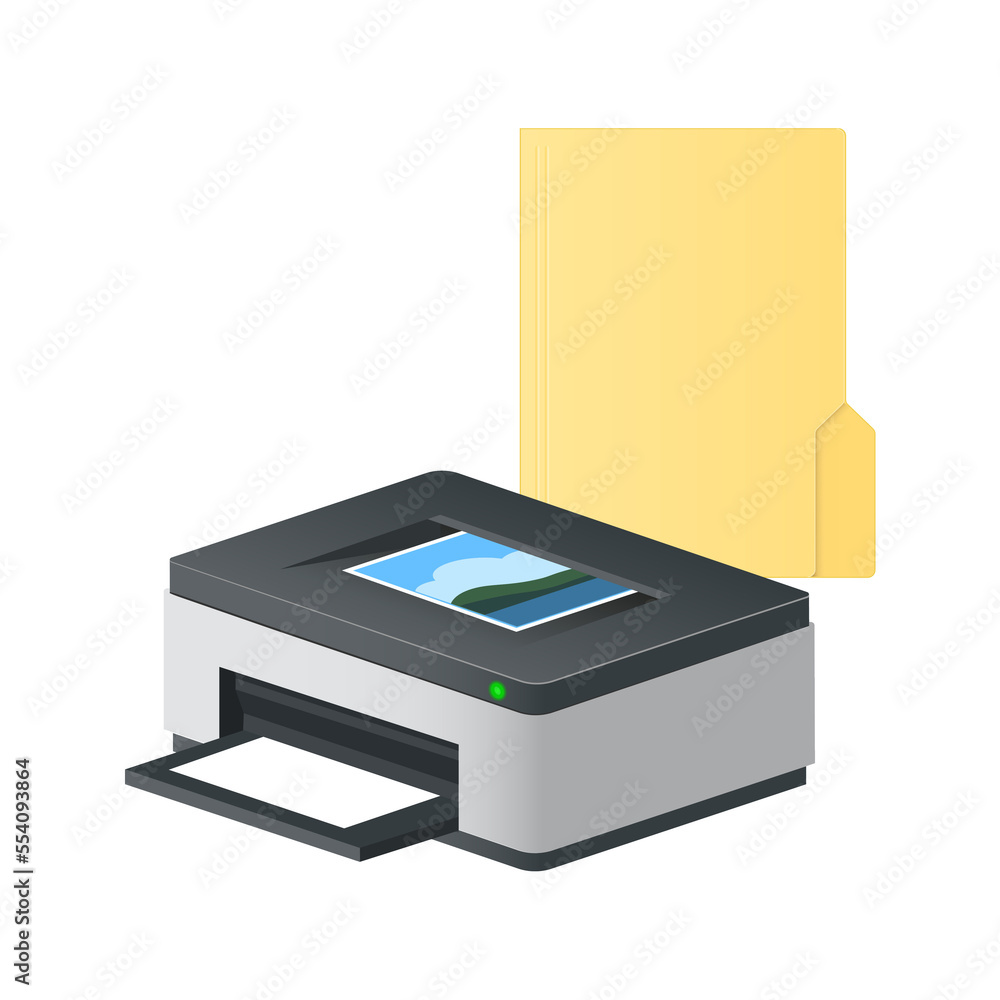 Volumetric printer with folder icon for personal computer or system ...