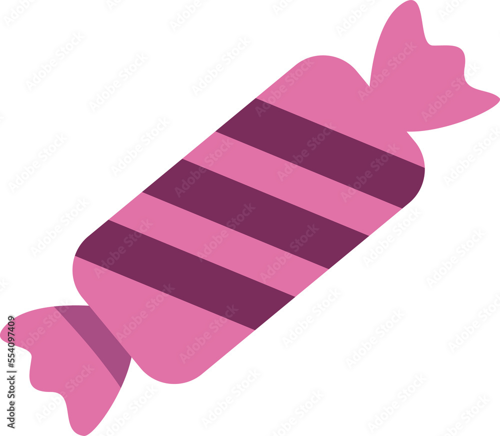 Candy with pink wrapper semi flat color raster object. Full sized item ...
