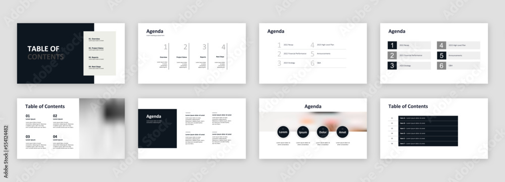 Agenda slides for business, internal, and conference presentations: 8 ...