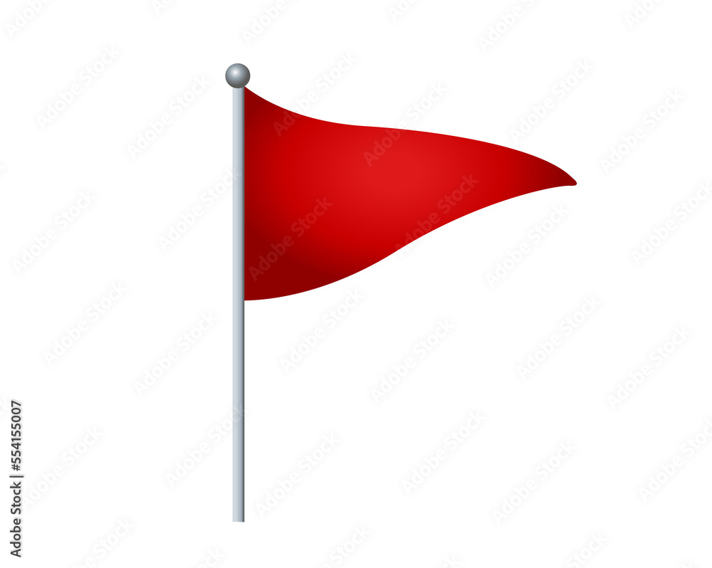 isolated triangular gradient red flag icon with silver pole on transparent background Stock ...