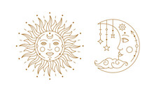 Celestial Sun Face And Crescent Free Stock Photo - Public Domain Pictures