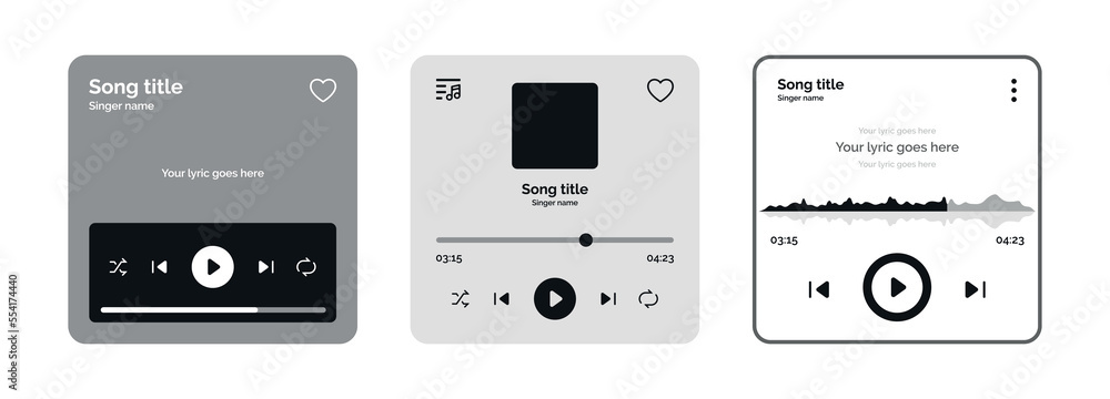Стоковое векторное изображение «Set of music media player interface ...