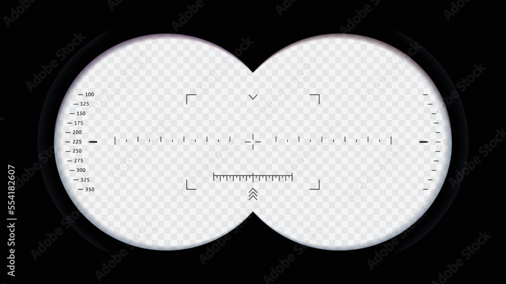 Binoculars view. Spy POV, optical binocular aim sight and telescope ...