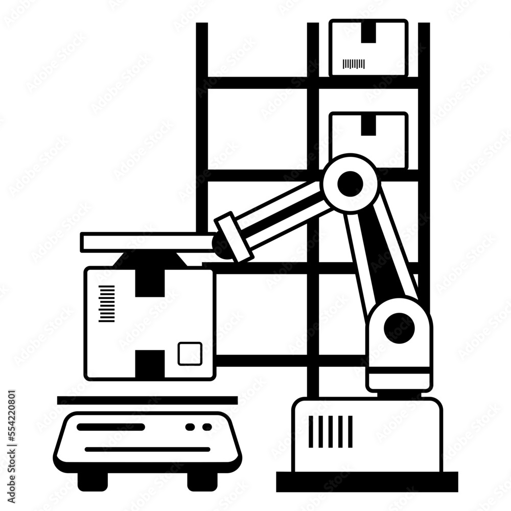Stock-Vektorgrafik „Meet Me or follow-me Bots concept, tugger bot to ...
