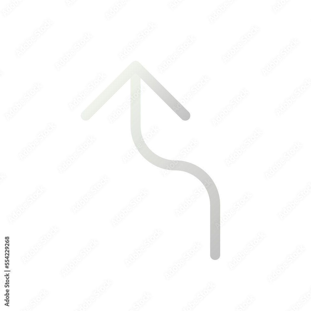 Left reverse turn arrow flat gradient two-color ui icon. Reach destination. Road sign. Driving ...