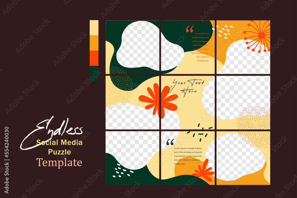 Endless social media puzzle template, pastel color 9 tile Instagram ...