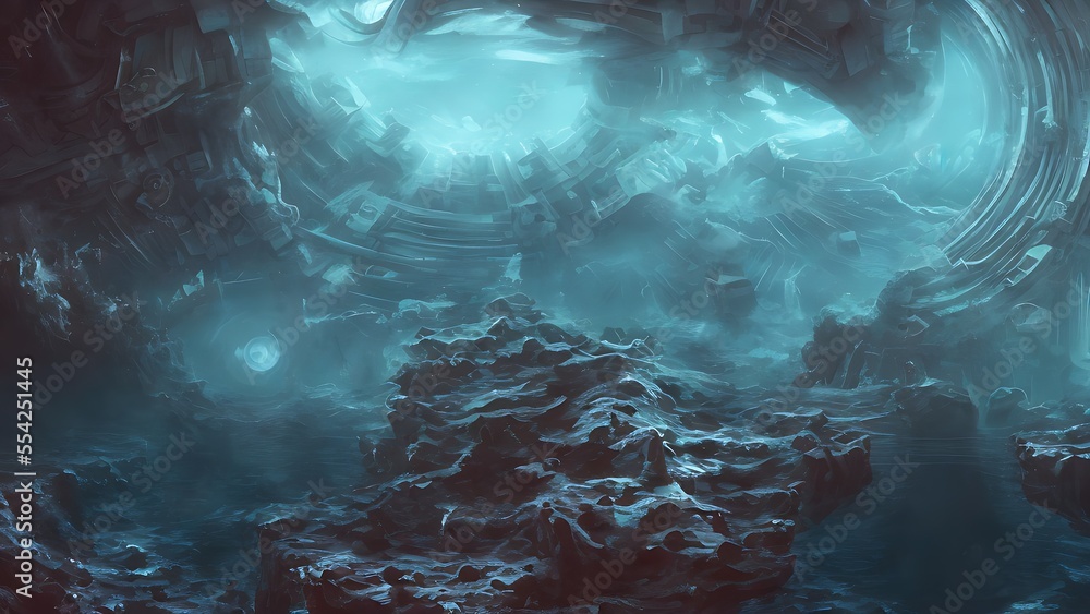 A portal to the void deep below the mariana trench, Illustration ...