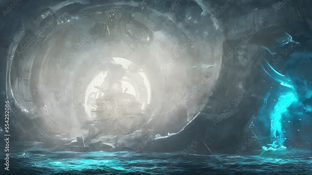 A portal to the void deep below the mariana trench, Illustration ...