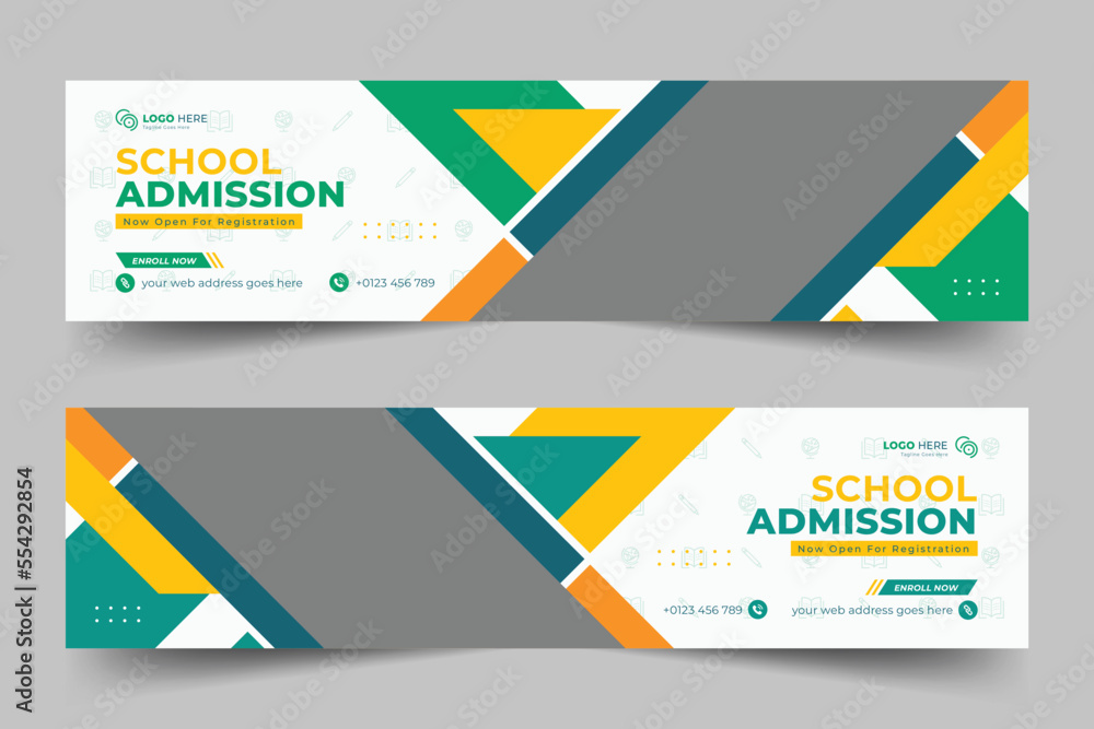 School admission linkedin banner template Stock Vector | Adobe Stock
