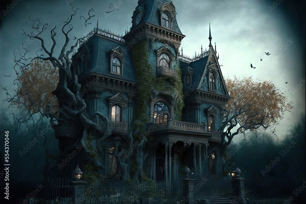 Creepy Gothic House With scary Baroque Details Stock Illustration ...