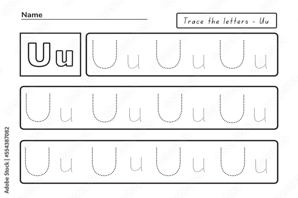 Stock-Vektorgrafik „Trace letters u. uppercase and lowercase. Alphabet ...