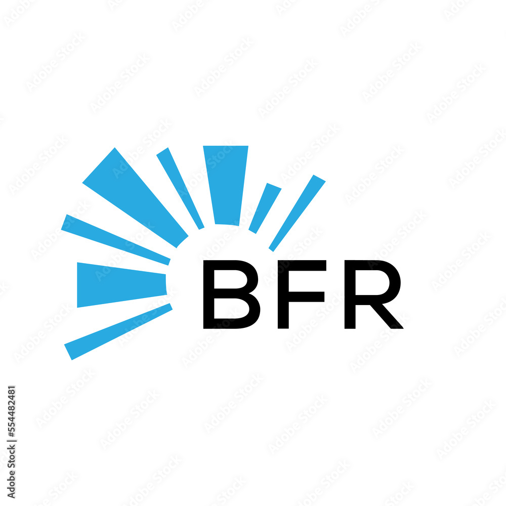 BFR letter logo. BFR blue image on white background and black letter ...