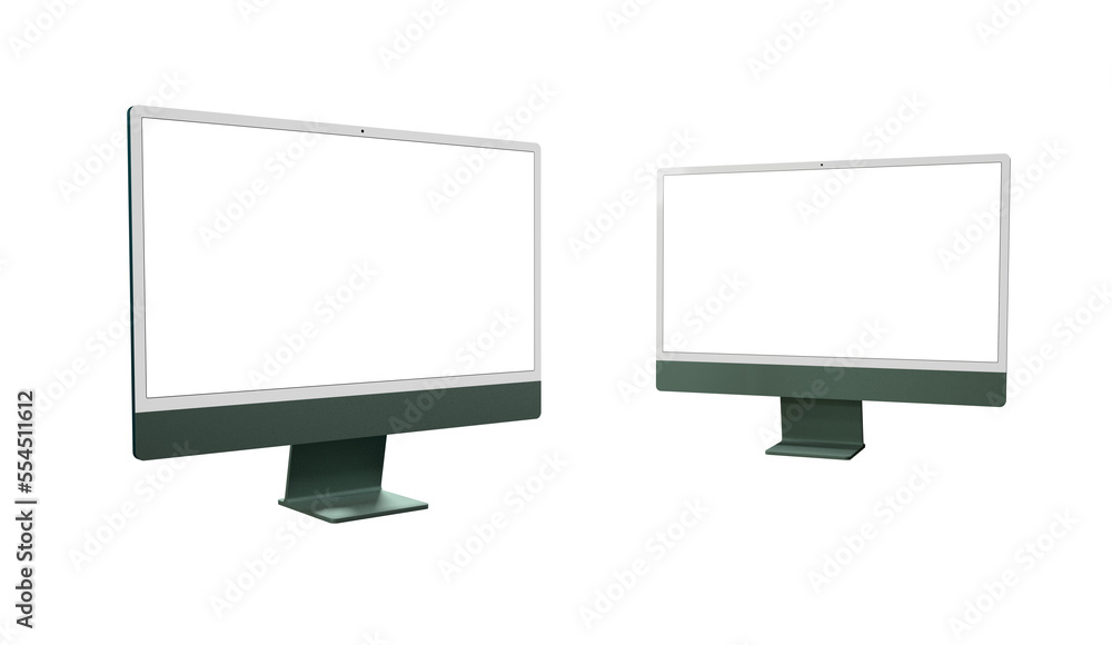 Computer monitor display with empty screen isolated on transparent ...