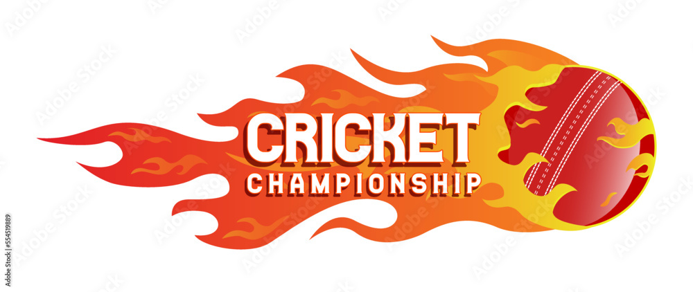A flaming Cricket Championship Logo, Mnemonic, Symbol, web header, Icon ...
