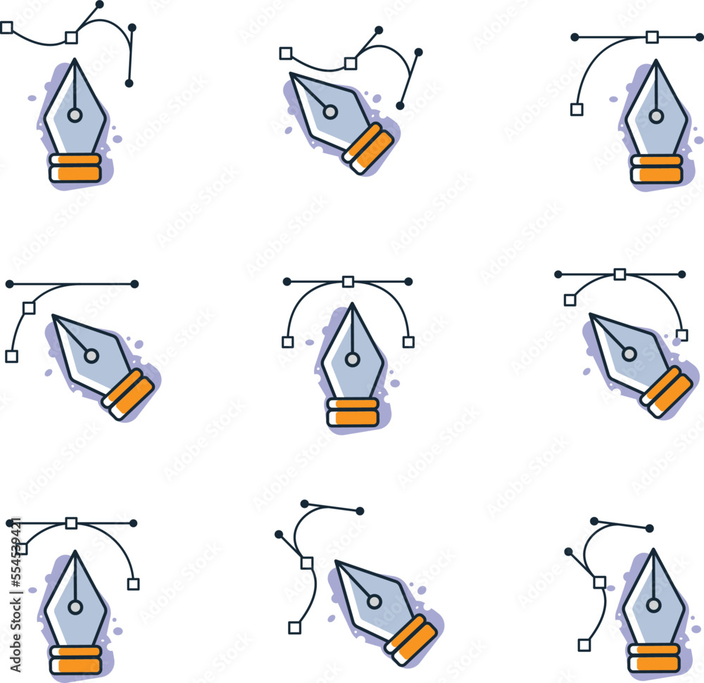 Cartoon Modern Pen tool icons collection, vector designer symbol ...