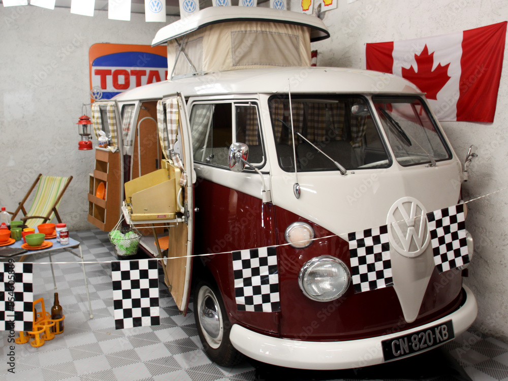 vw brand sign and text logo of sixties so 42 westfalia camper van ...
